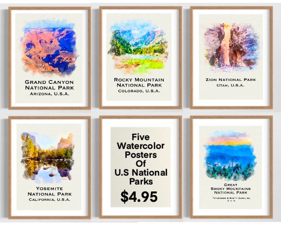Educational Classroom Posters US National Parks, Yellowstone, Glacier ...
