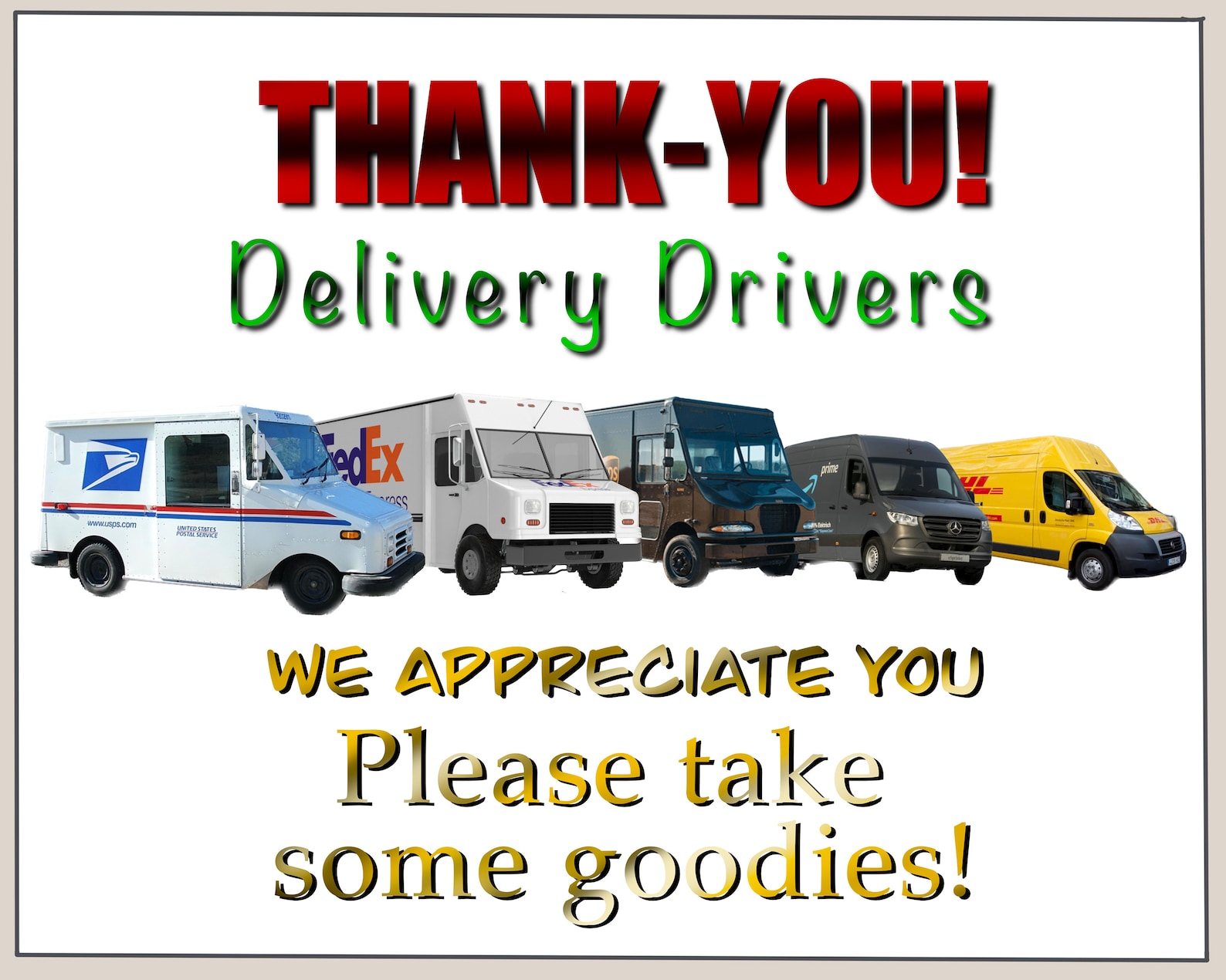 Printable Thank You Sign for Delivery Driver 8x10 Delivery - Etsy