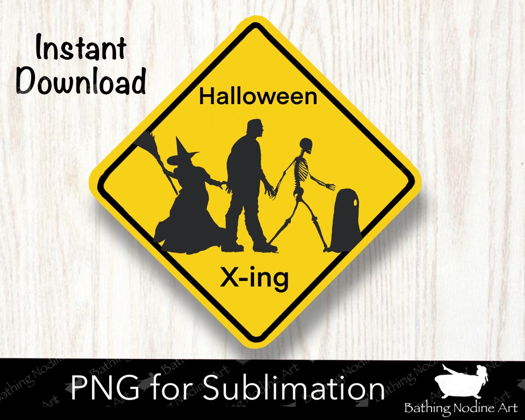 Trunk or Treat PNG Halloween Clipart, Halloween Crossing Sign Png for ...