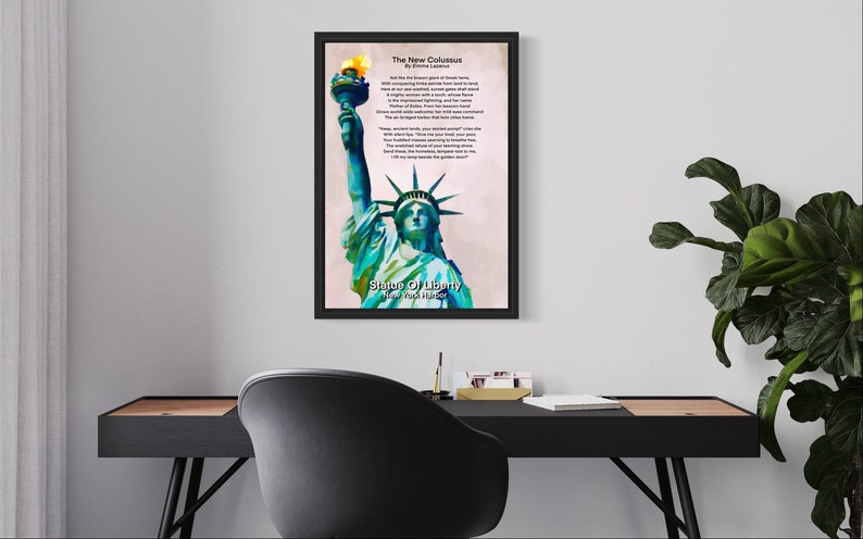 Statue of Liberty Poem Print, Emma Lazarus Quote Poster, Printable ...