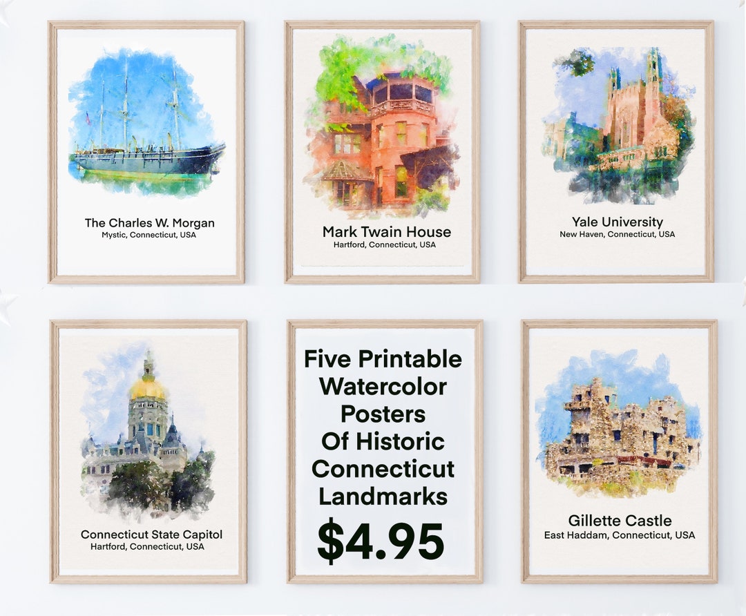 Classroom Posters of Connecticut Landmarks, Connecticut Classroom Decor ...