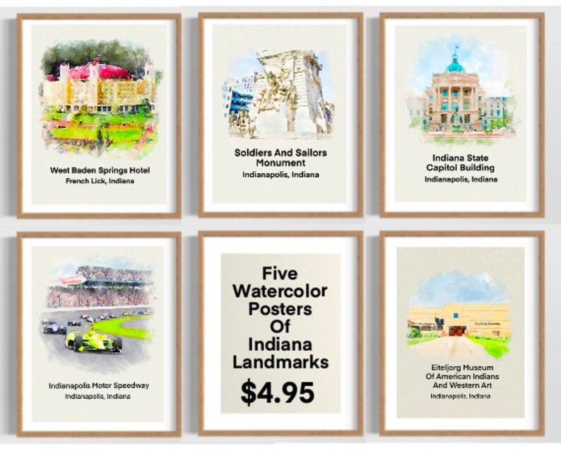 Educational Classroom Posters of Indiana Landmarks, Indiana Educational ...