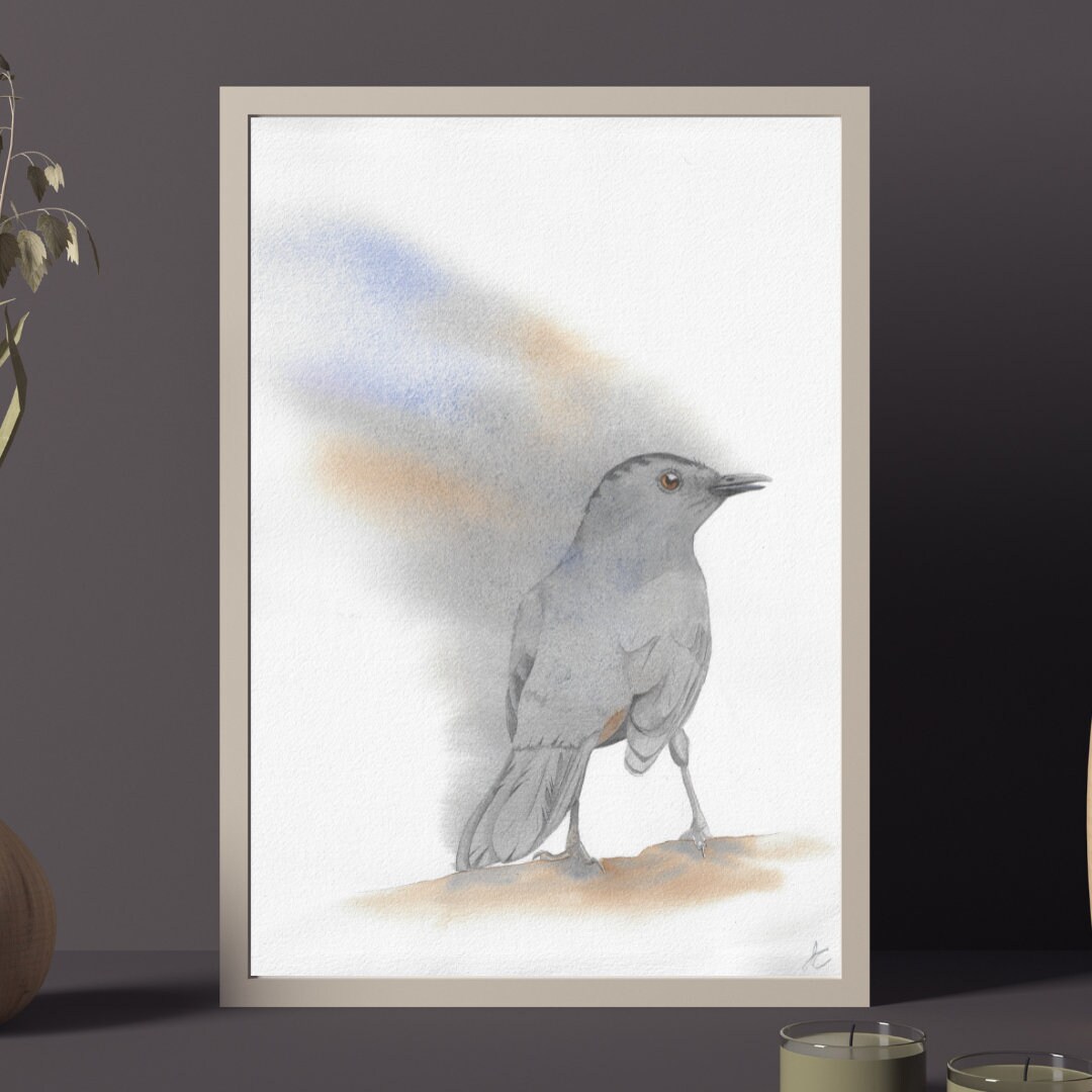 Mockingbird Cat Watercolor Portrait - Etsy