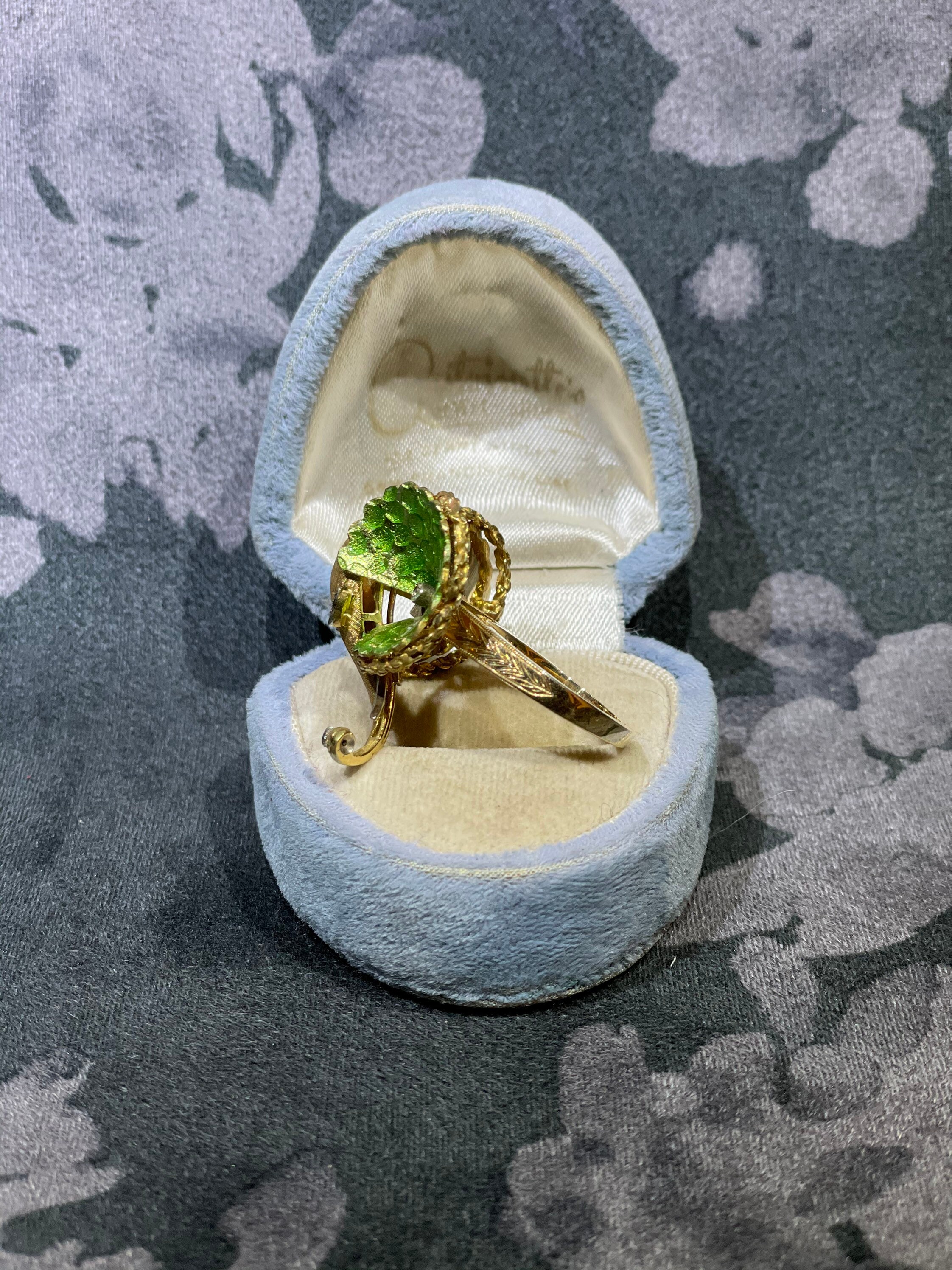 Gorgeous 18K Gold Enameled Elephant & Diamonds Ring! - Etsy