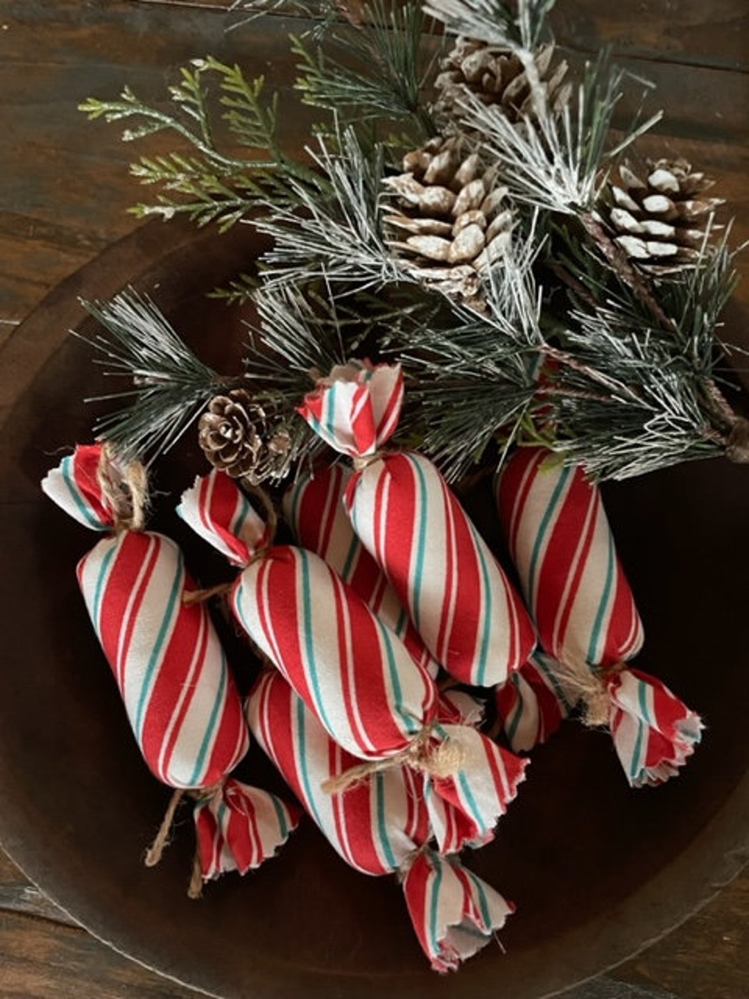 Wintergreen Candy Stripe Bowl Fillers Set of 6 / Holiday Bowl Filler ...