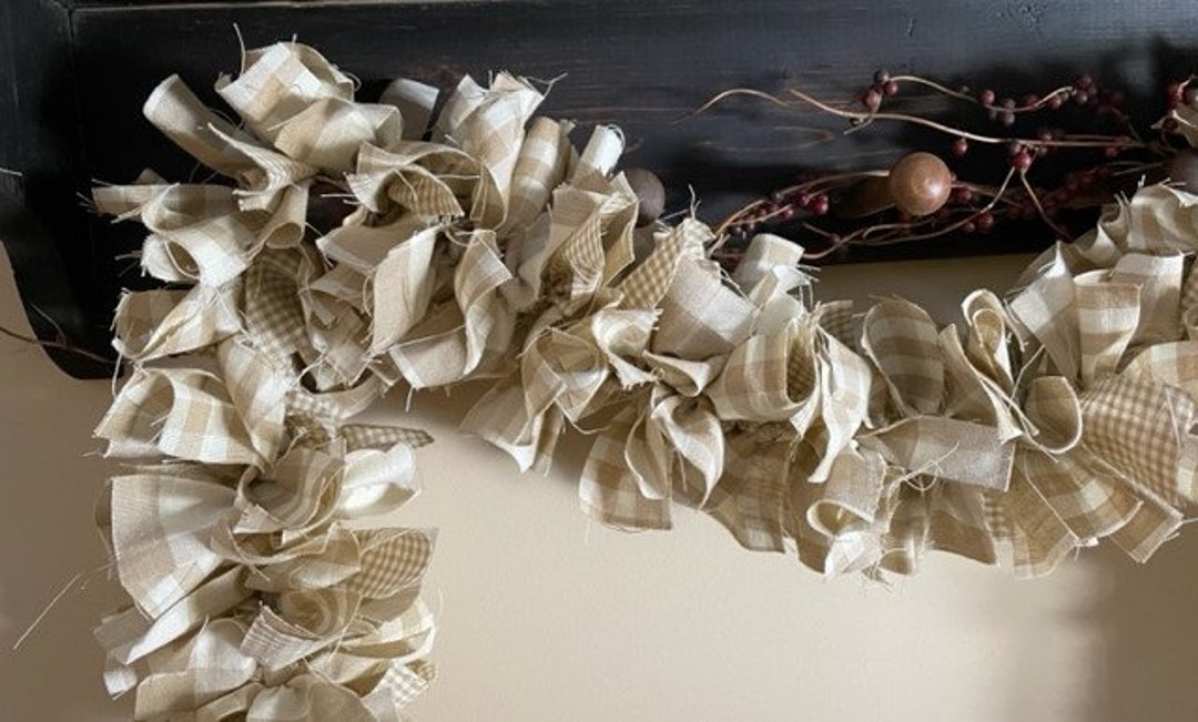 Farmhouse Wheat Rag Garland 6' / Rustic Garland / Homespun Garland ...