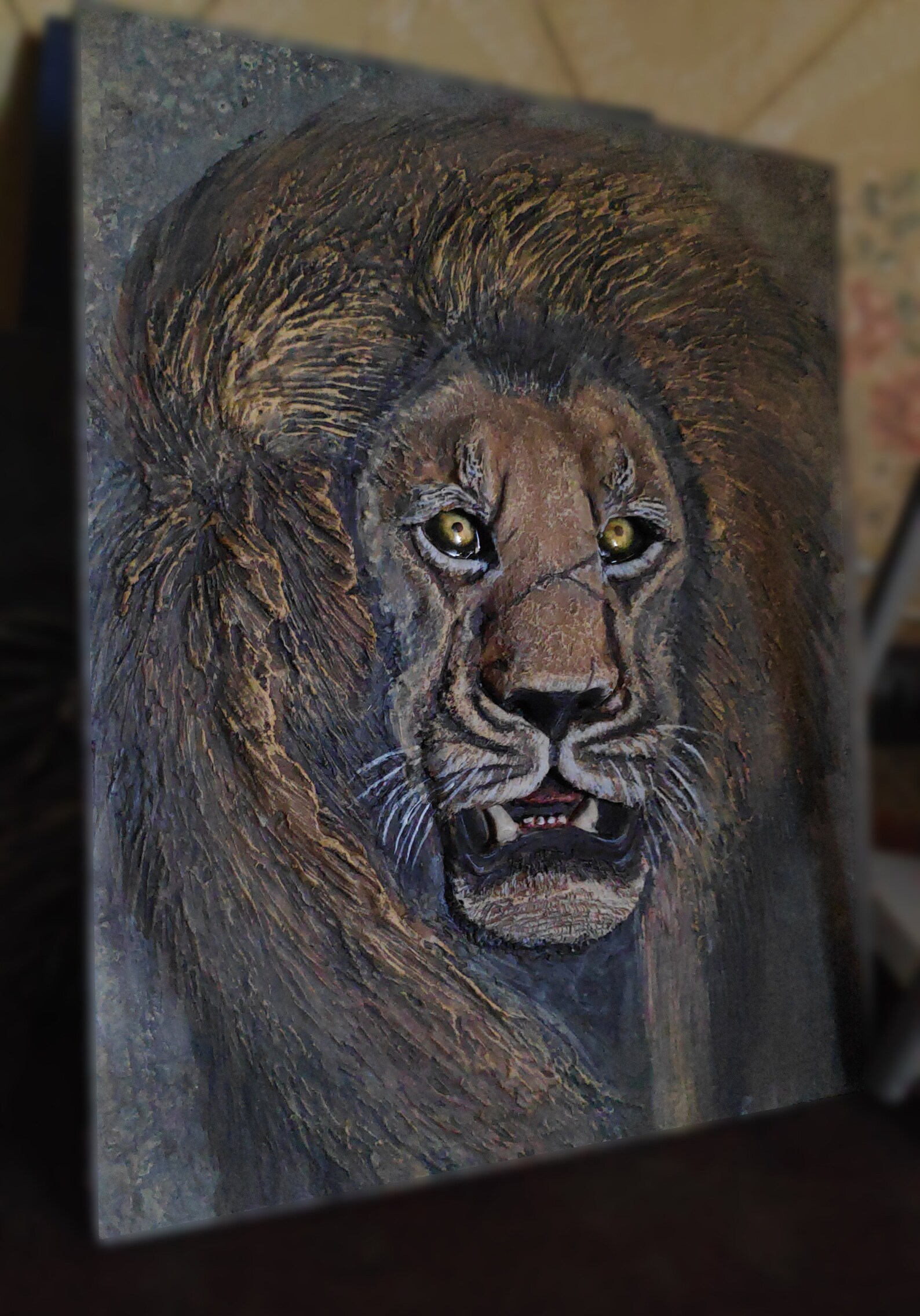 Lion Wall Decor Lion Sculpture on the Wall Lion Art Tiles - Etsy