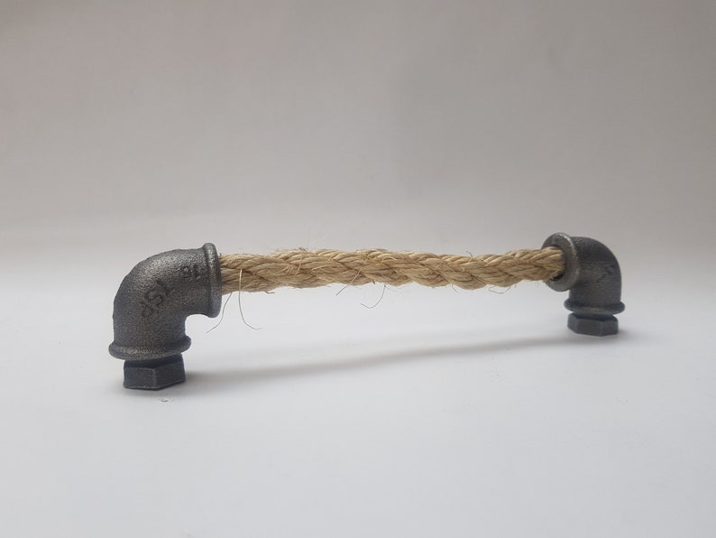 Industrial Pull Handle From Malleable Iron and Linen Rope | Etsy