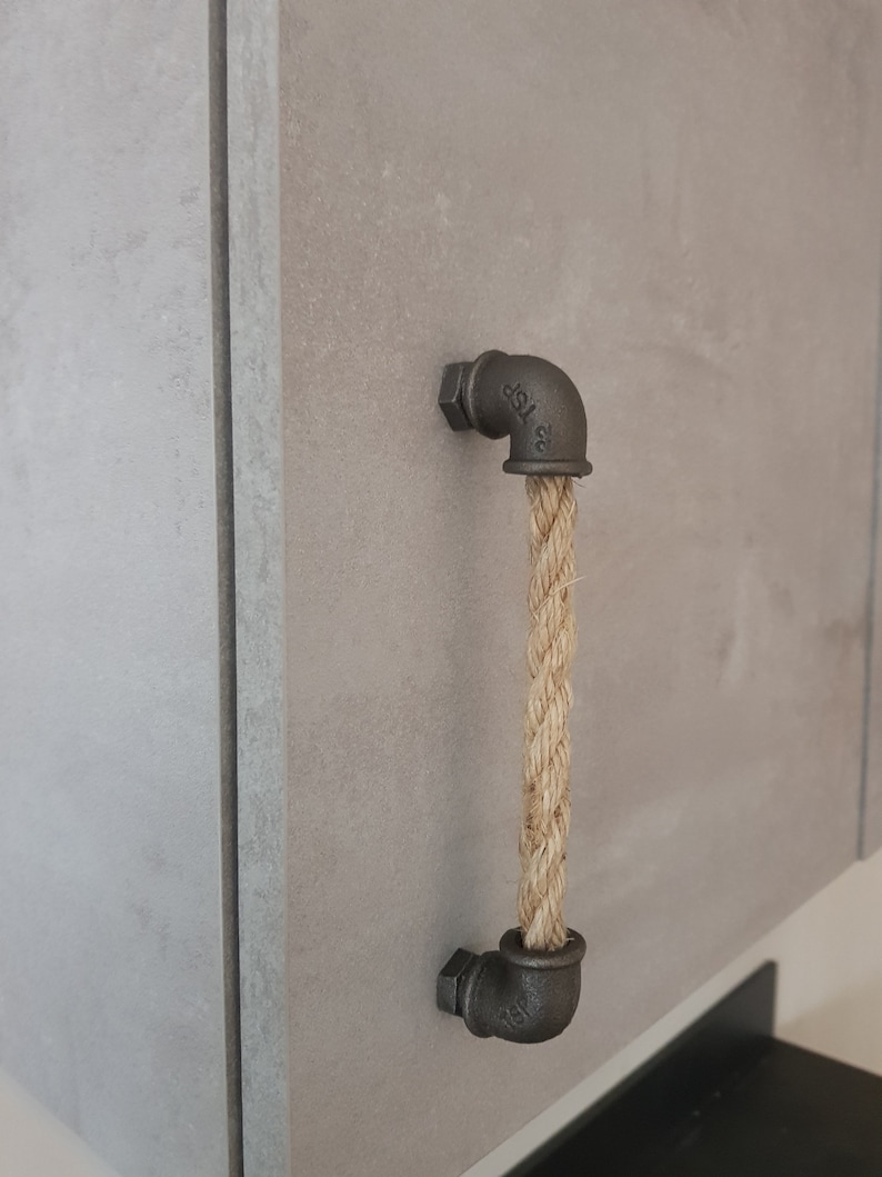 Industrial Pull Handle From Malleable Iron and Linen Rope - Etsy