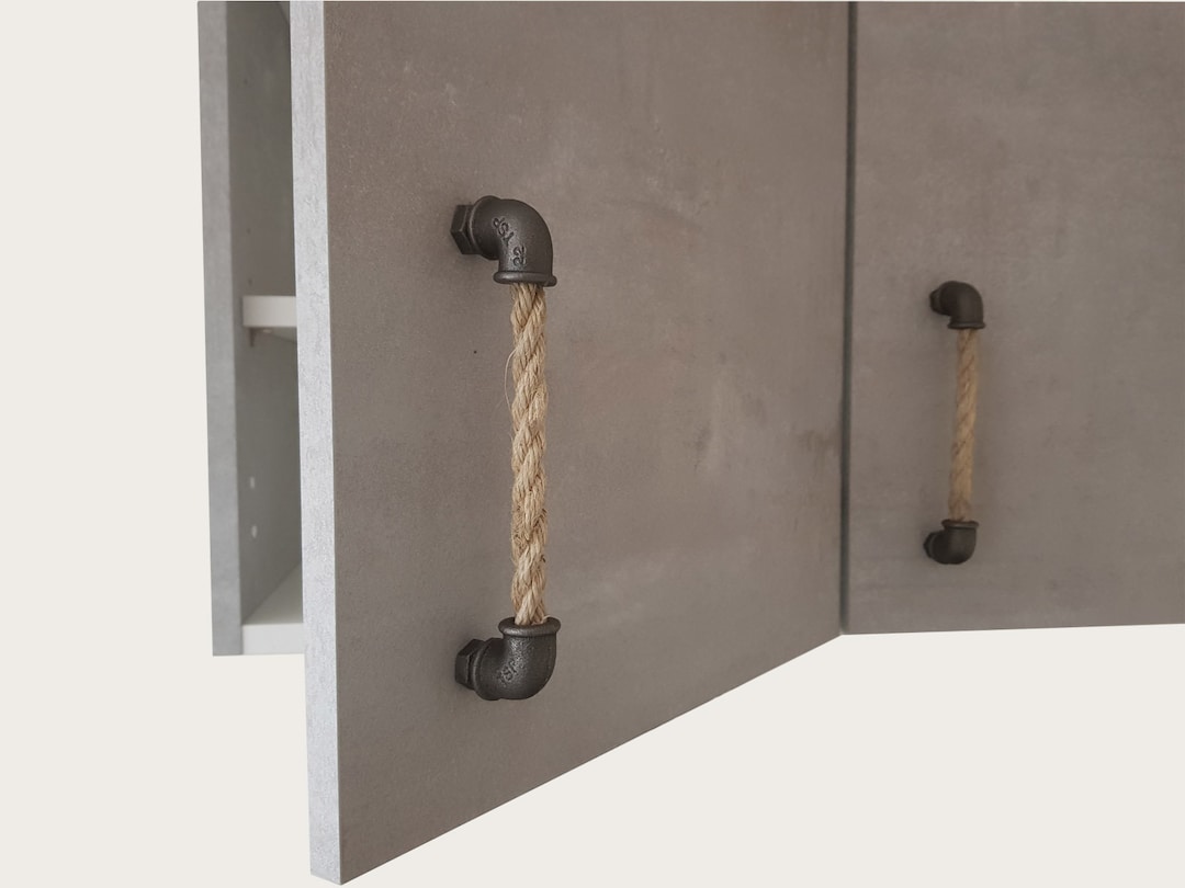 Industrial Pull Handle From Malleable Iron and Linen Rope - Etsy