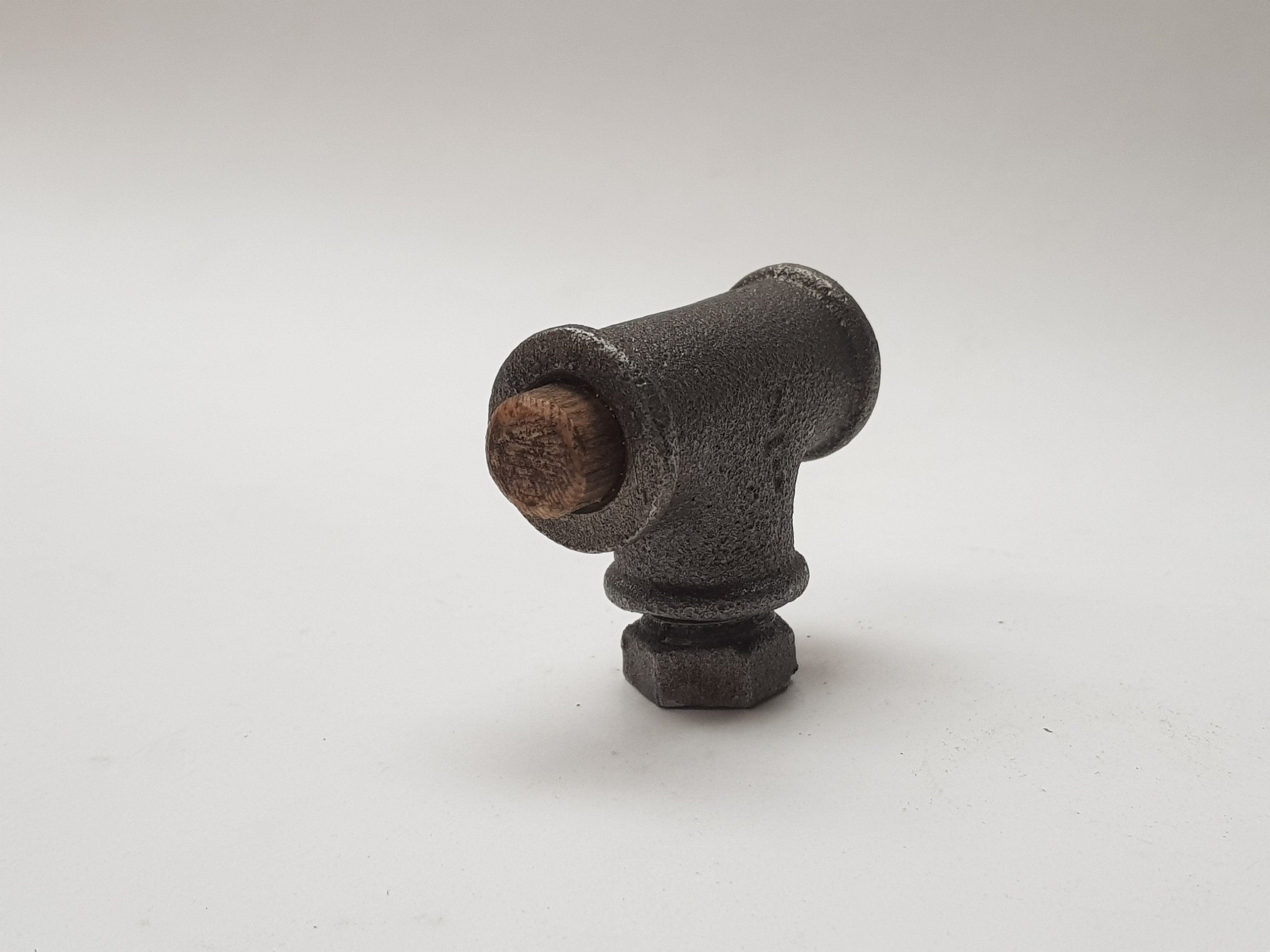 Industrial knob from malleable iron and reclaimed wood for | Etsy