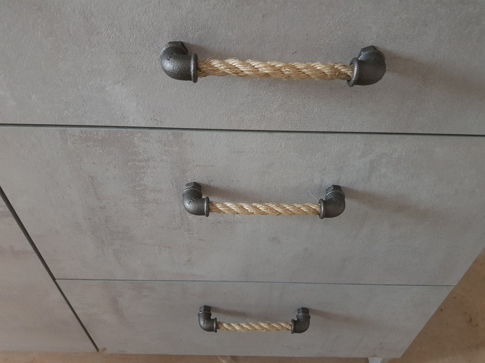 Industrial Pull Handle From Malleable Iron and Linen Rope - Etsy