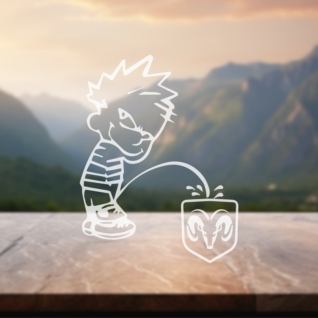 Calvin Peeing on Dodge, Dodge Truck Car Decal, Truck Decal, Funny Decal ...