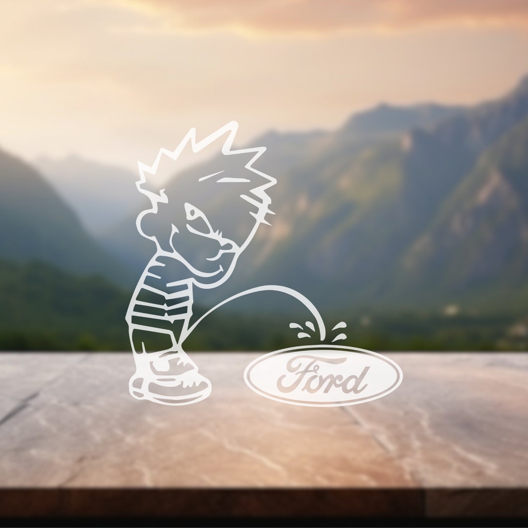 Calvin Peeing on Ford, Ford Truck Car Decal, Truck Decal, Funny Decal ...