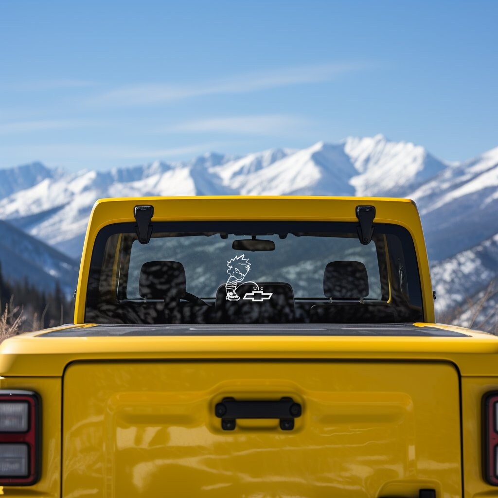 Calvin Peeing on Chevy, Chevy Truck Car Decal, Truck Decal, Funny Decal ...