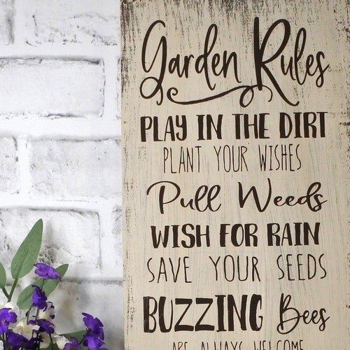 Garden Rules Sign Spring Decor Garden Decor Home Decor - Etsy