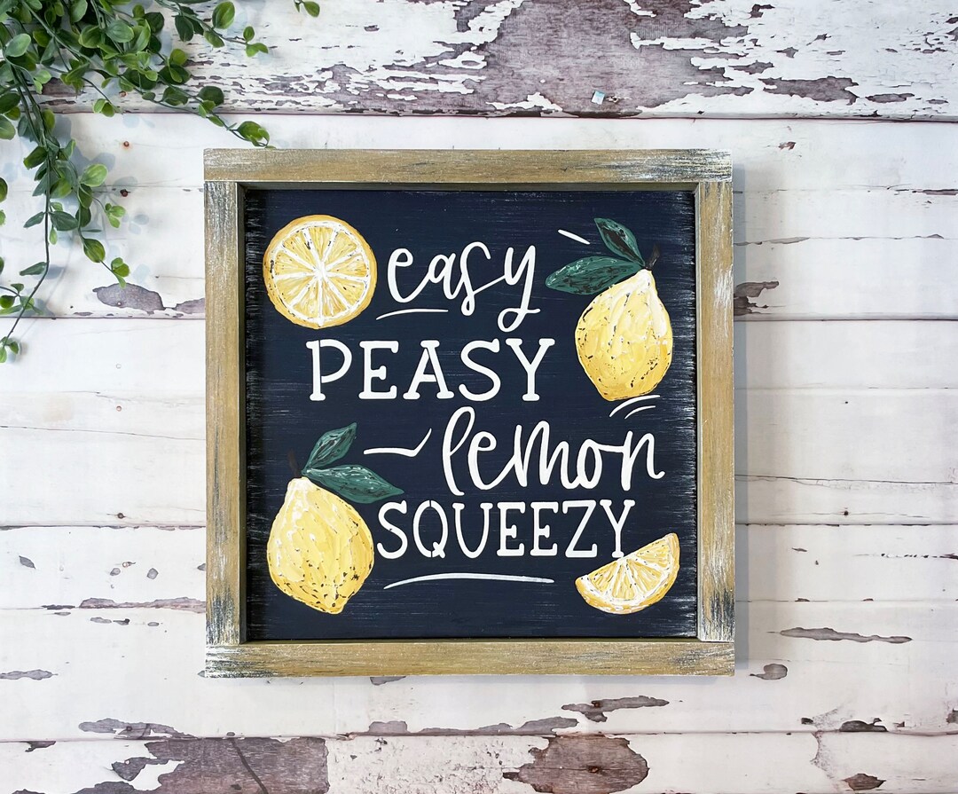Easy Peasy Lemon Squeezy Framed Sign, Lemonade Decor, Lemonade Stand ...