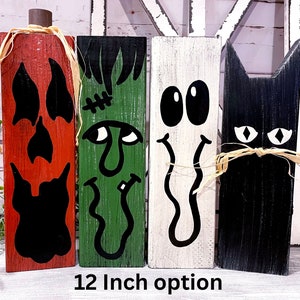 Wooden Halloween Decor, Pumpkin, Ghost, Black Cat, Frankenstein ...