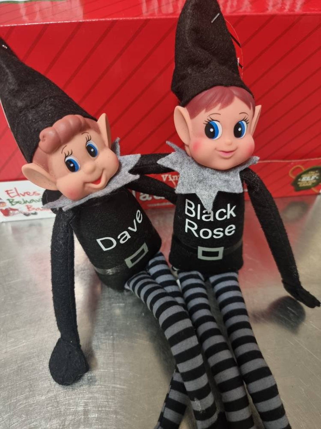 Personalised Naughty Elf With Name, Black or Red Bad Elves, Christmas ...