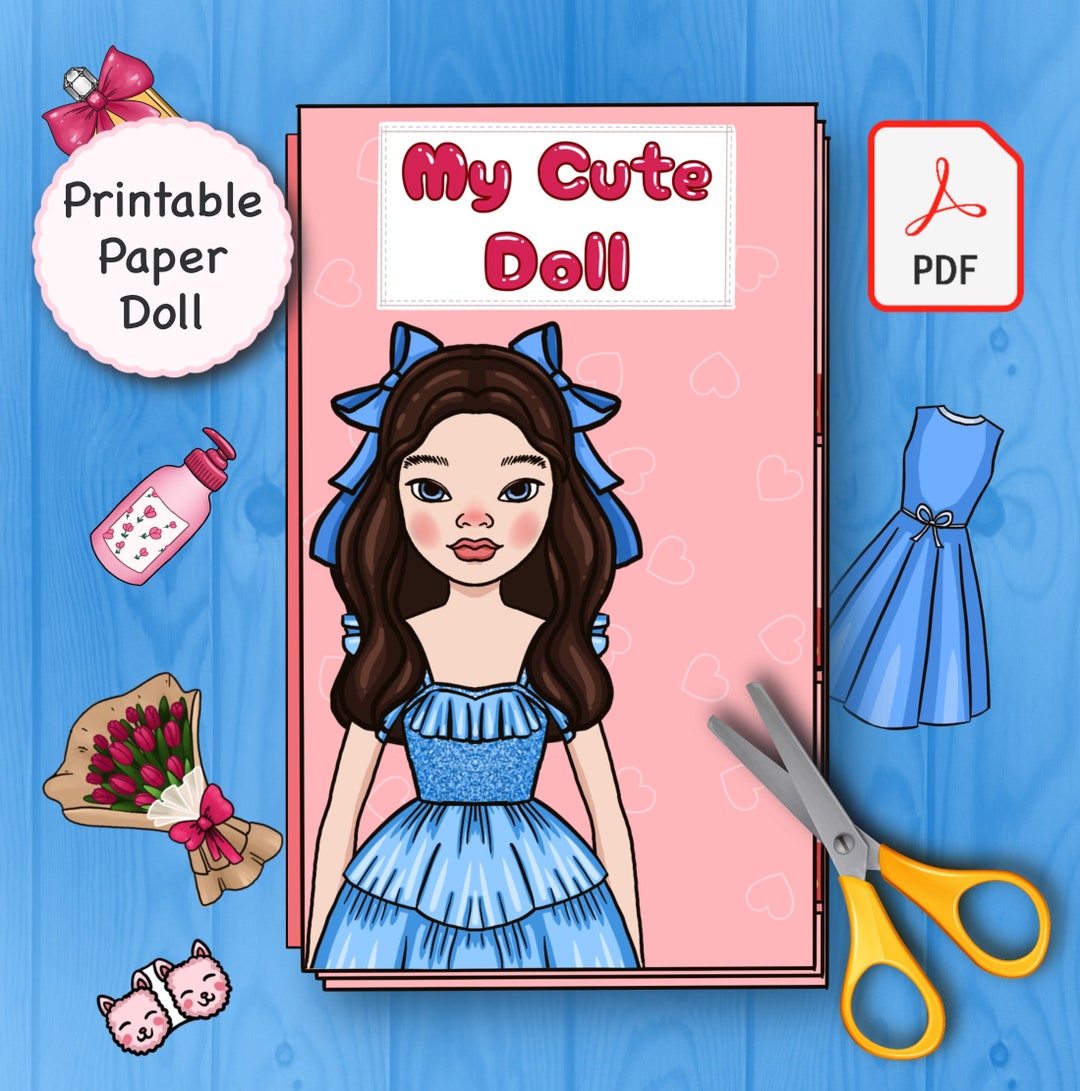Printable Cute Paper Doll With Clothes, DIY for Girls, Cut Paste Play ...