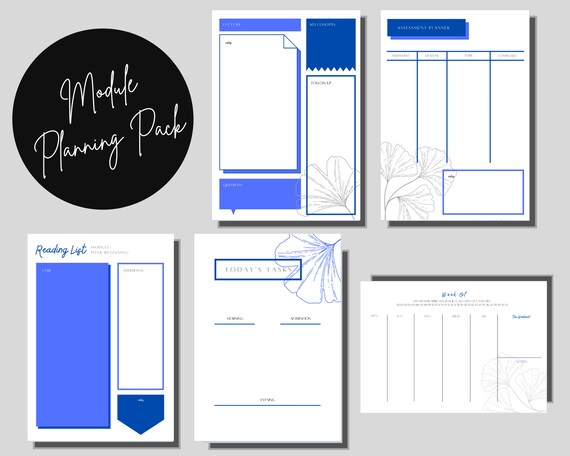 Electric Blue University Module Planner Pack | Etsy