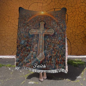 Personalized Cross Woven Blankets Custom Name Blanket Faith Blanket ...
