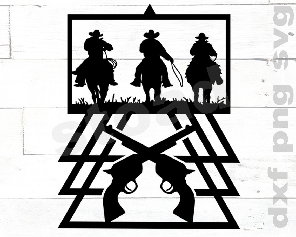 Cowboy Scene Svg Western Dxf File for Laser Cutting Dxf for Plasma Cnc ...