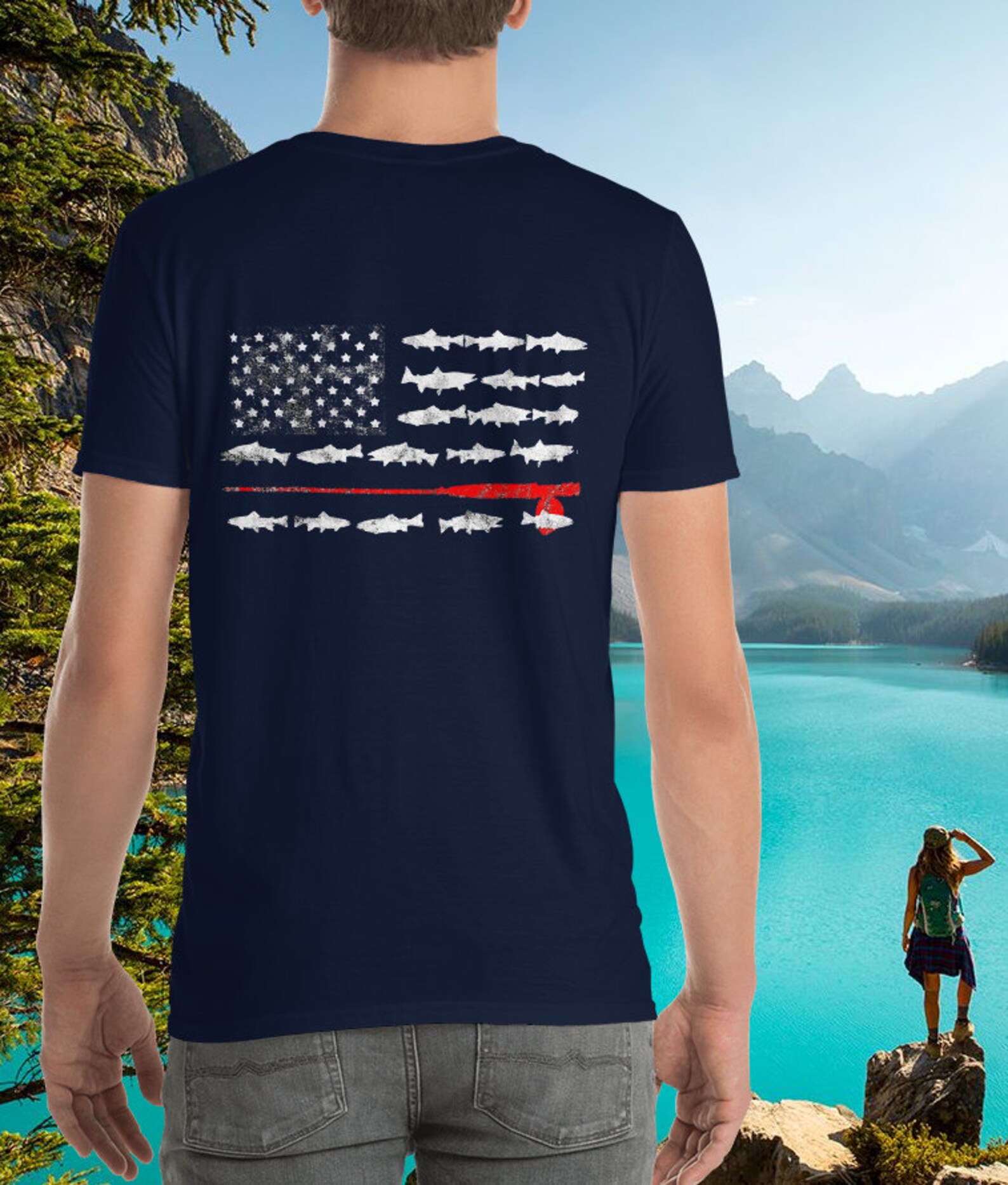 American Flag Fishing Shirt Fly Fishing Art Fly Fishing - Etsy