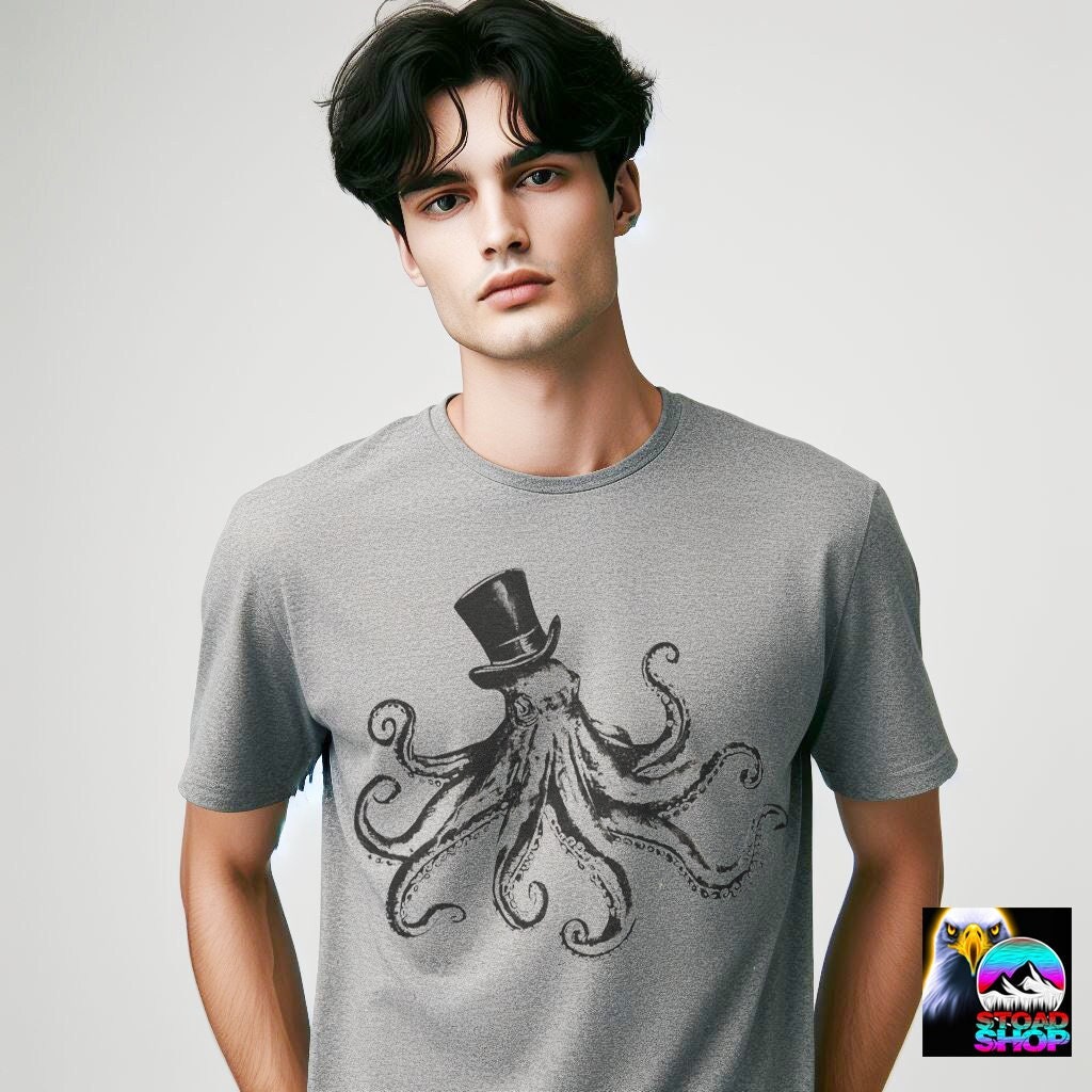 Vintage Octopus Shirt Hand Drawn Graphic Tshirt Retro Graphic Tshirt ...