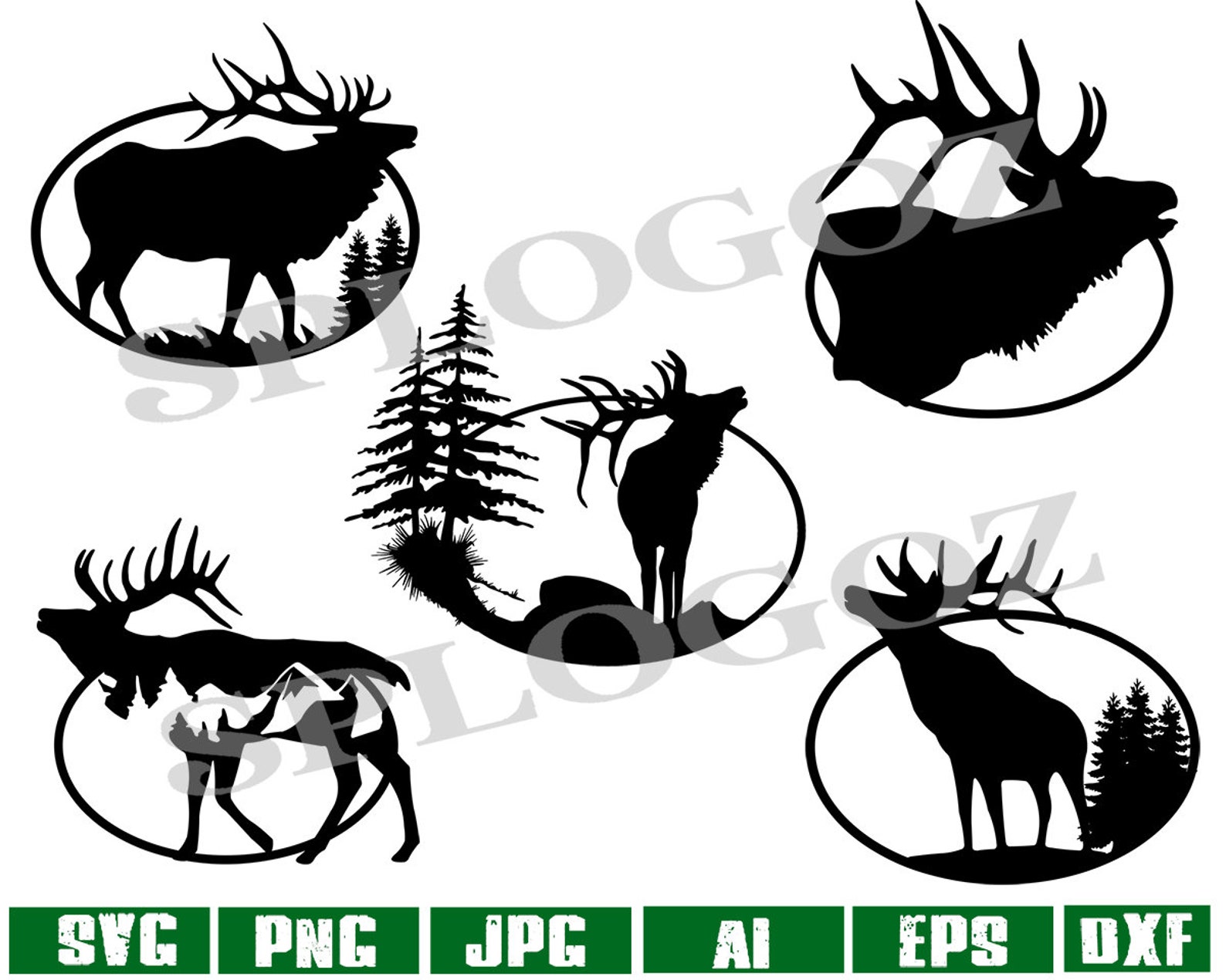 Elk Svg, Elks Svg, Elk Logo, Elk Dxf, Elk Designs, Elk Decal, Elk Sign ...