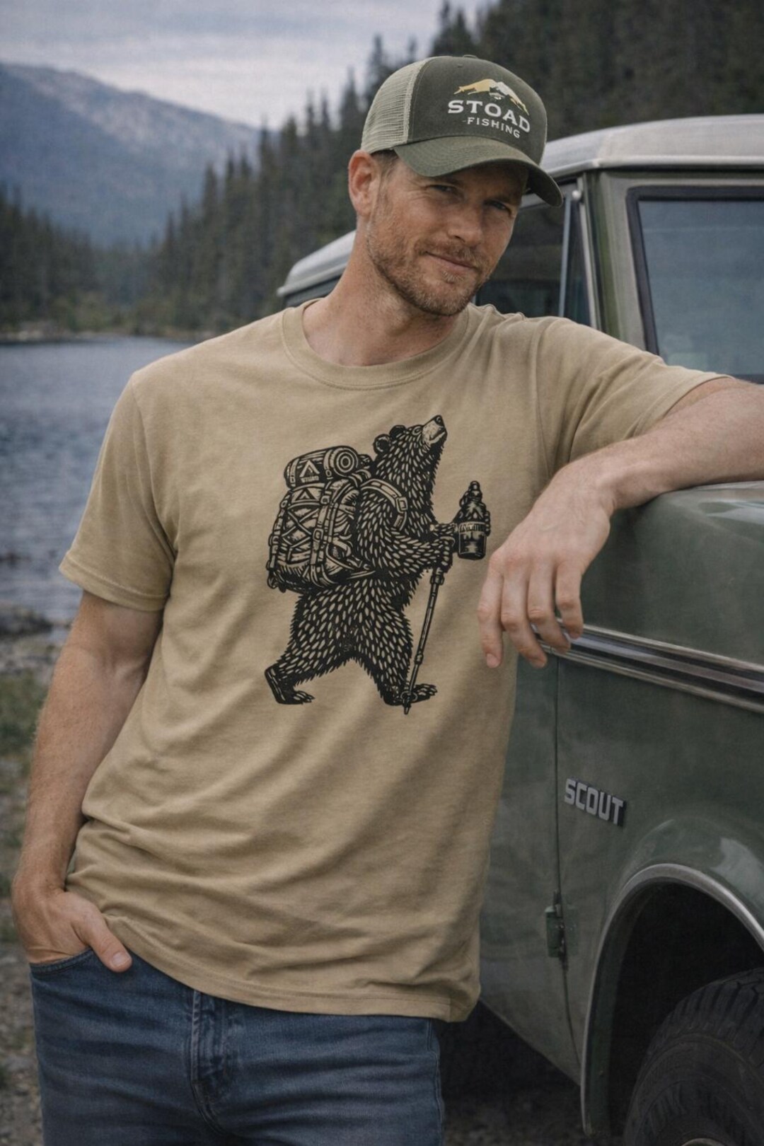 Loveable Illustrated Hiking Bear Shirt - Comfort Colors Nature ...