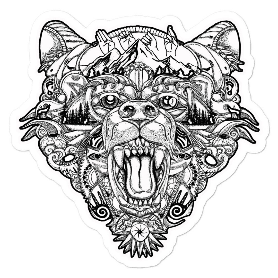 Bear Outdoor Sticker| Intricate Bear Drawing Decal |mystic Bear| Spirit ...
