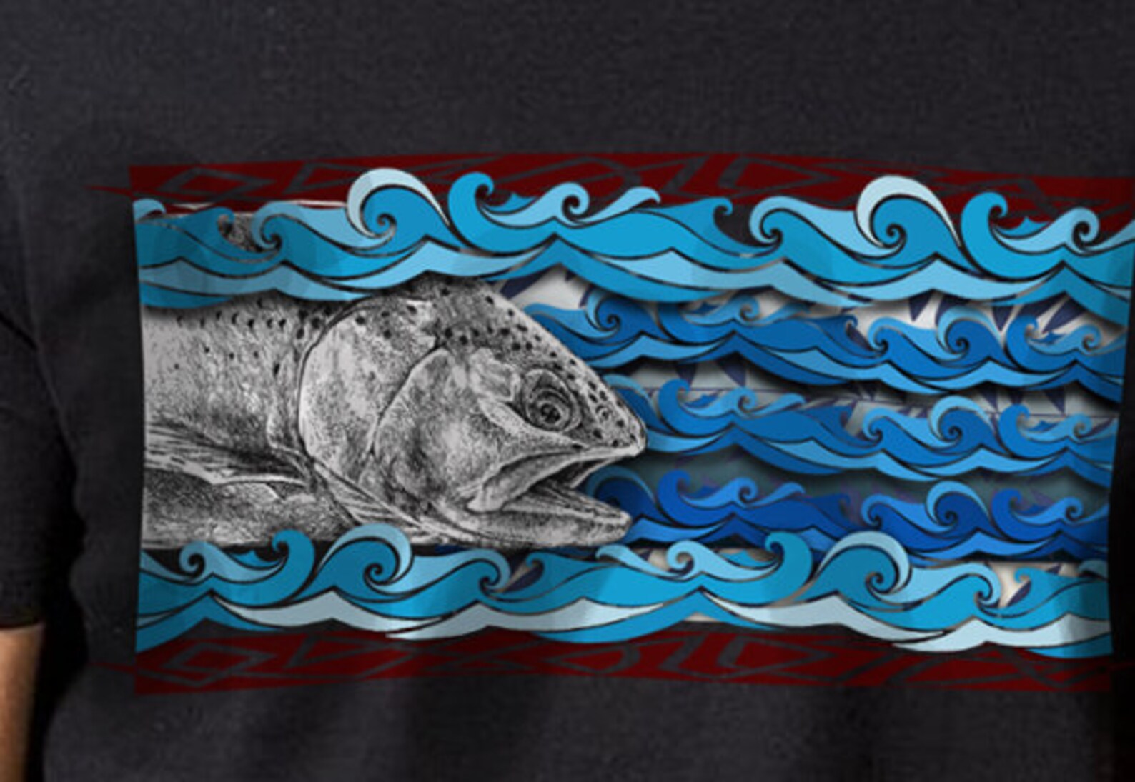 Fish and Waves T-shirt: Fly Fishing Art, Outdoor Adventure - Etsy