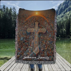 Personalized Cross Woven Blankets Custom Name Blanket Faith Blanket ...
