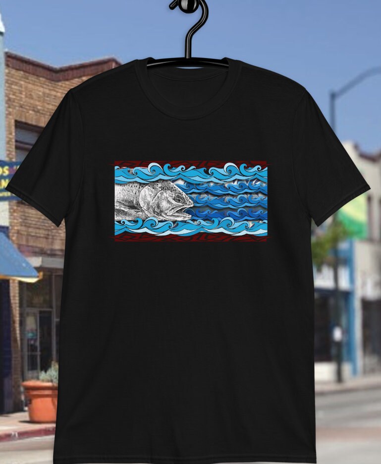 Fish and Waves T-shirt: Fly Fishing Art, Outdoor Adventure - Etsy