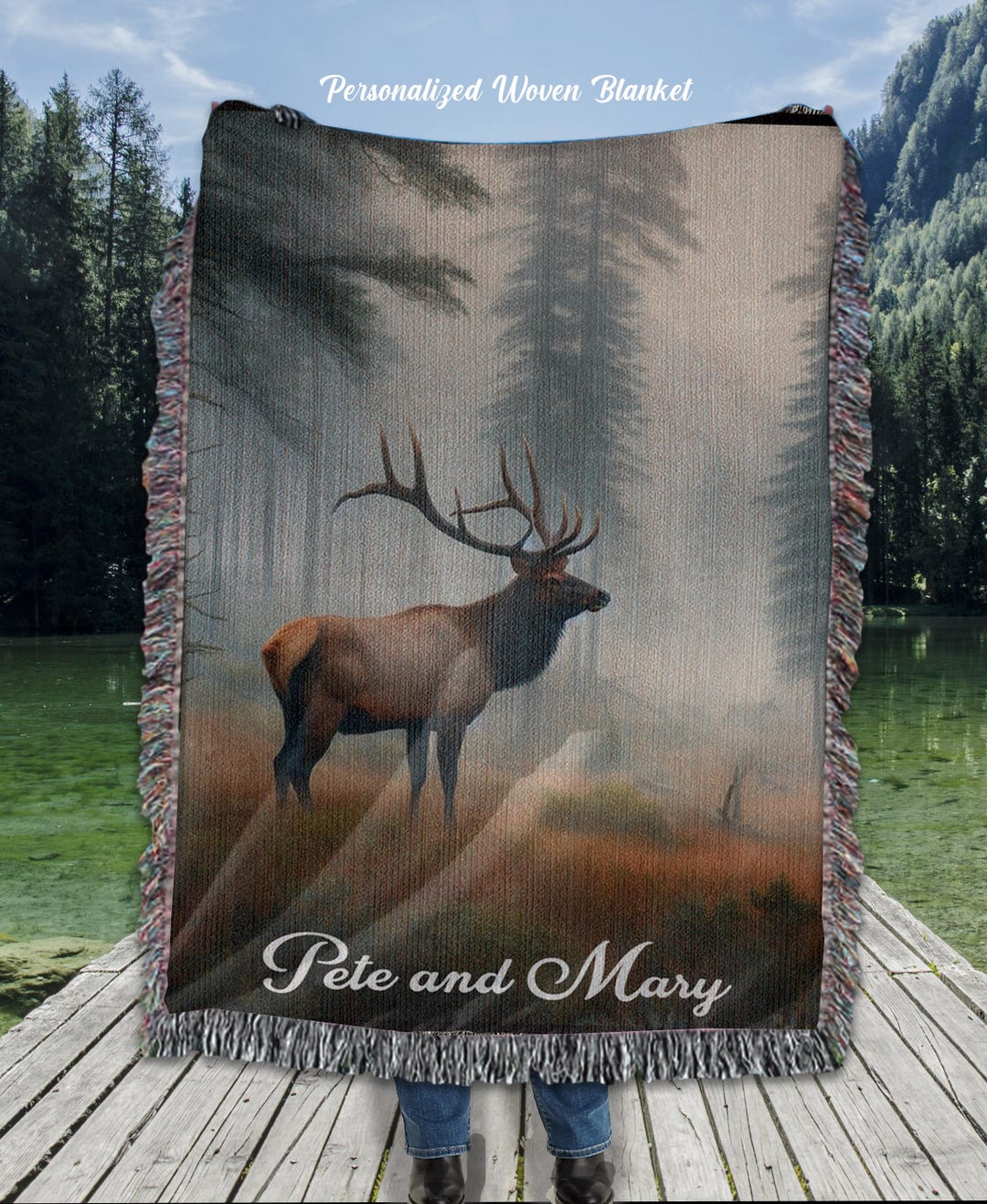 Personalized Elk Woven Blanket: Custom Name Hunter Gift - Etsy