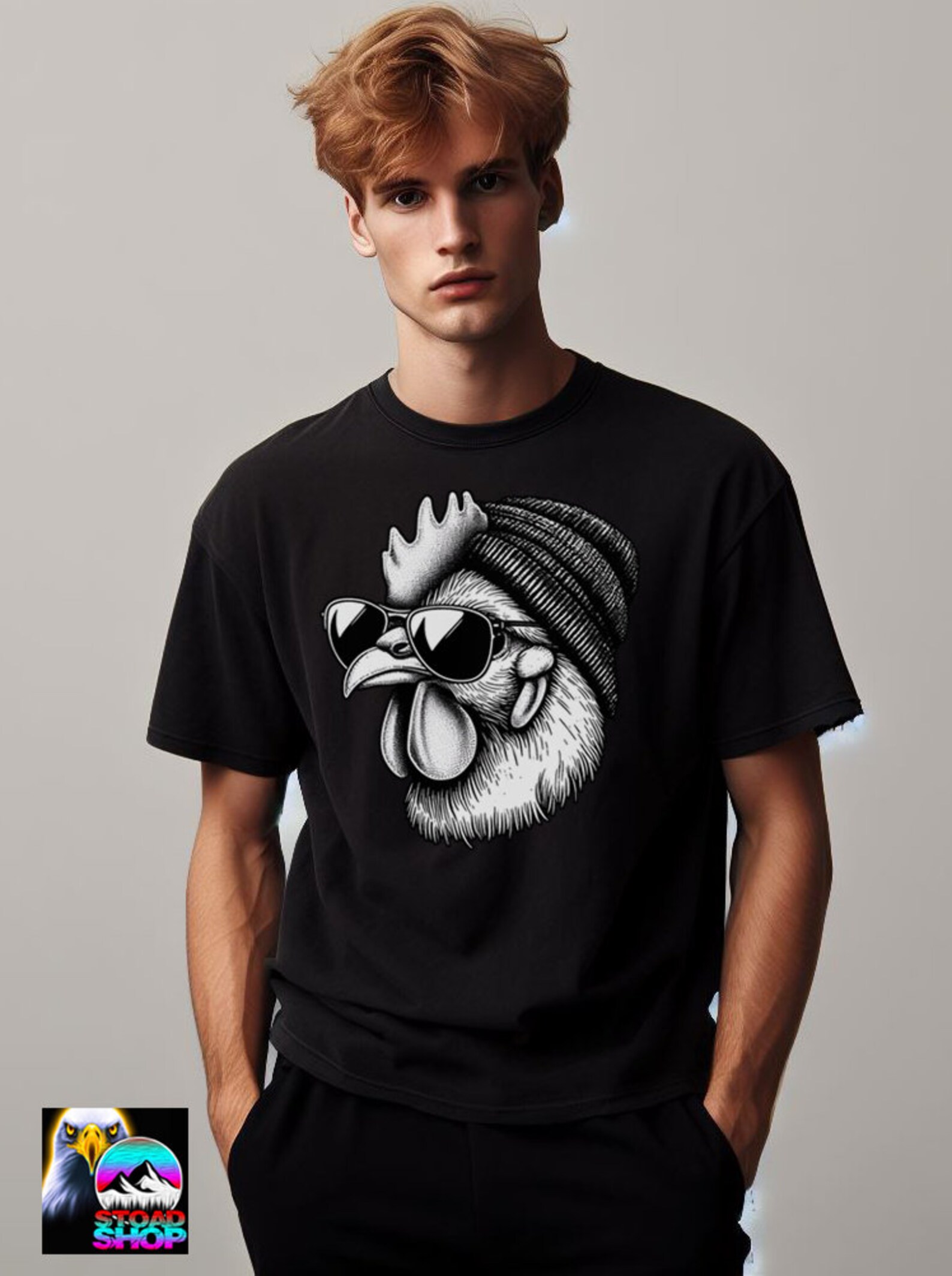 Rooster With Glasses Tshirt Cool Rooster Tee Funny Chicken Shirt ...