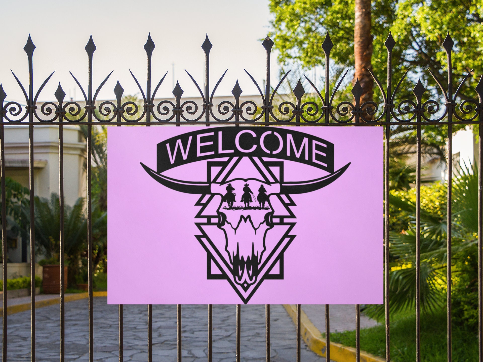 Welcome Sign Dxf Cowskull Svg Cowskull Png Cowboy Dxf File for Laser ...