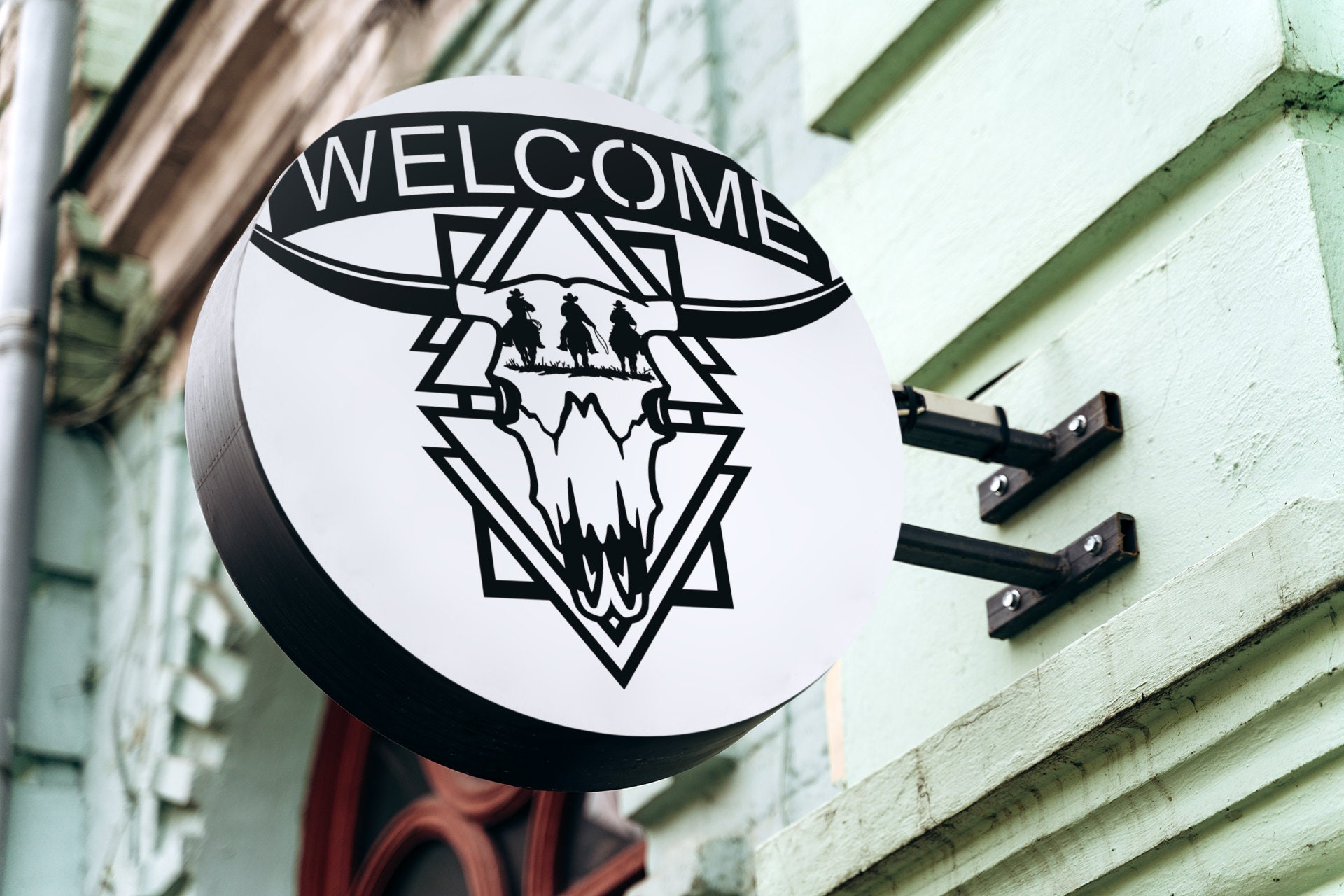 Welcome Sign Dxf Cowskull Svg Cowskull Png Cowboy Dxf File for Laser ...