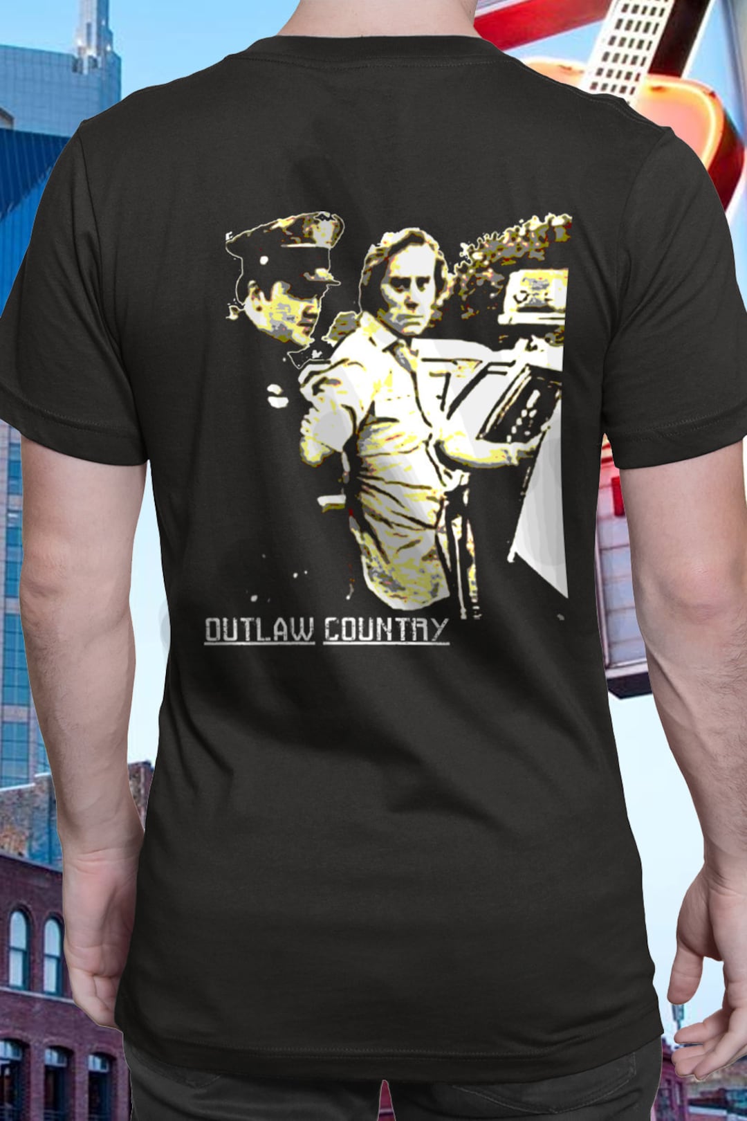 Outlaws Country Back Print T Shirt George Jones Mugshot Graphic Tee ...