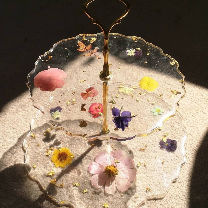 Pressed Floral Cake Stand - Etsy