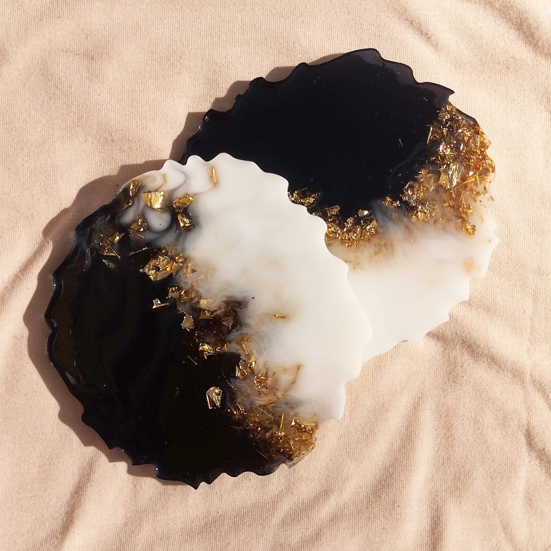 Black and White Resin Coasters - Etsy UK