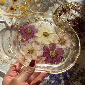 Large Pressed Flower Trinket Dish Tray Candle Holder - Etsy