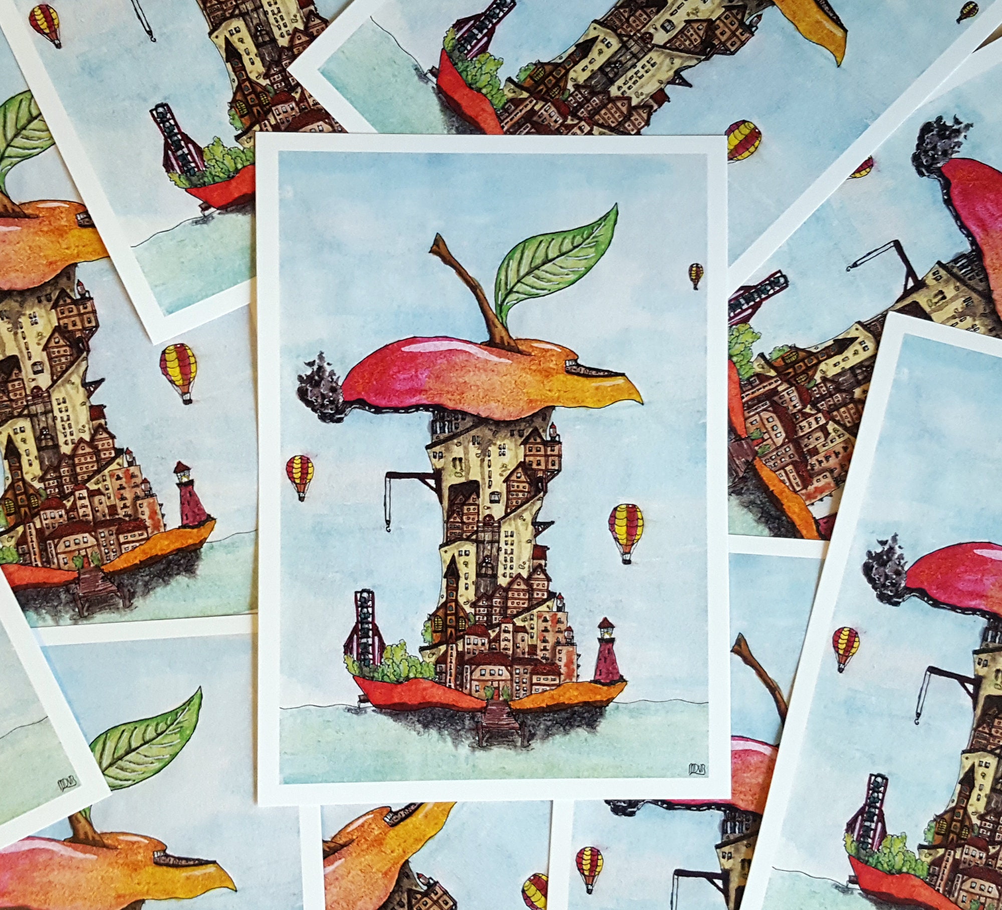 Apple Town | A5, A4, A3 Print | Imaginative Artwork | Original ...