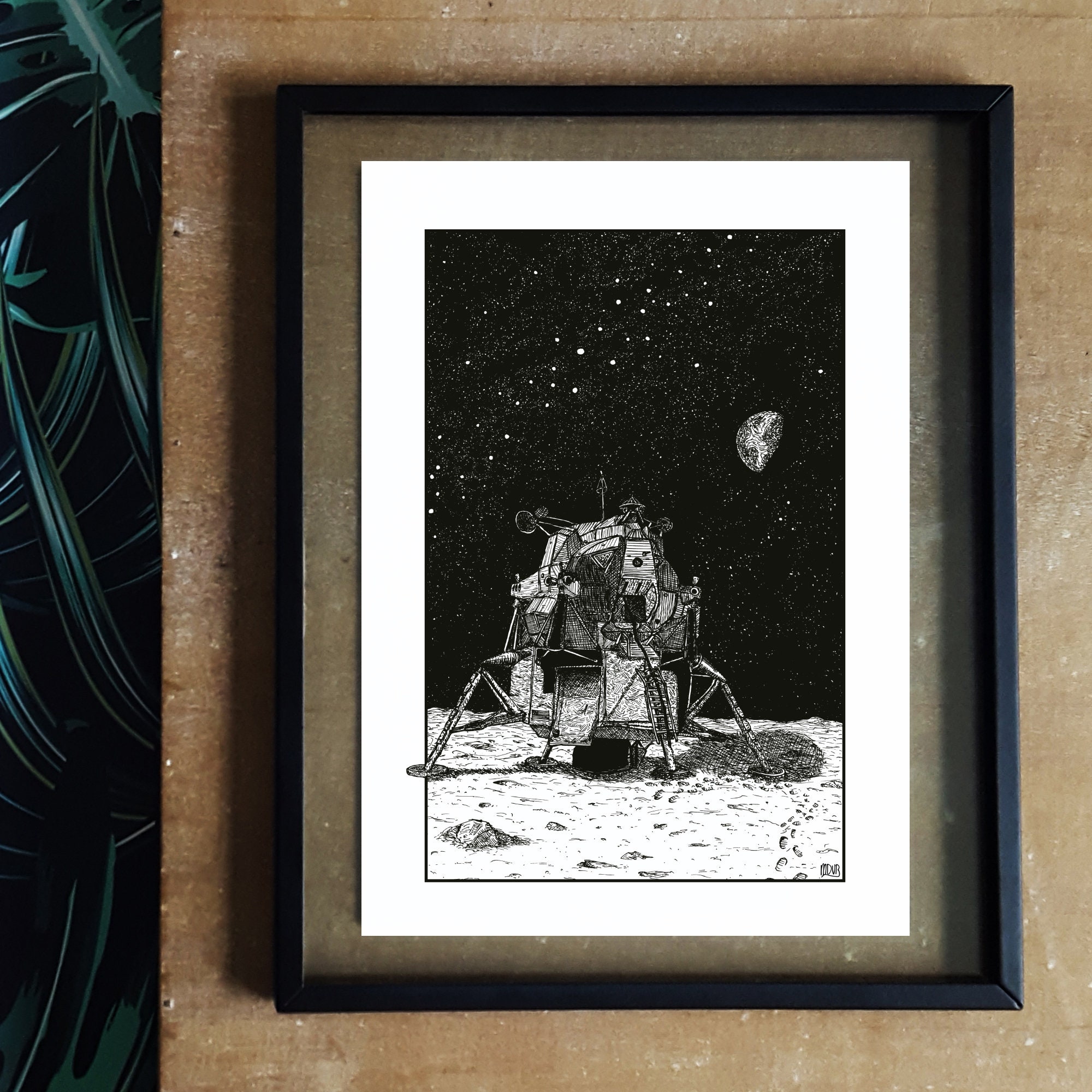 Lunar Lander | A5 or A4 Print | A3 Poster | Artwork | Original ...