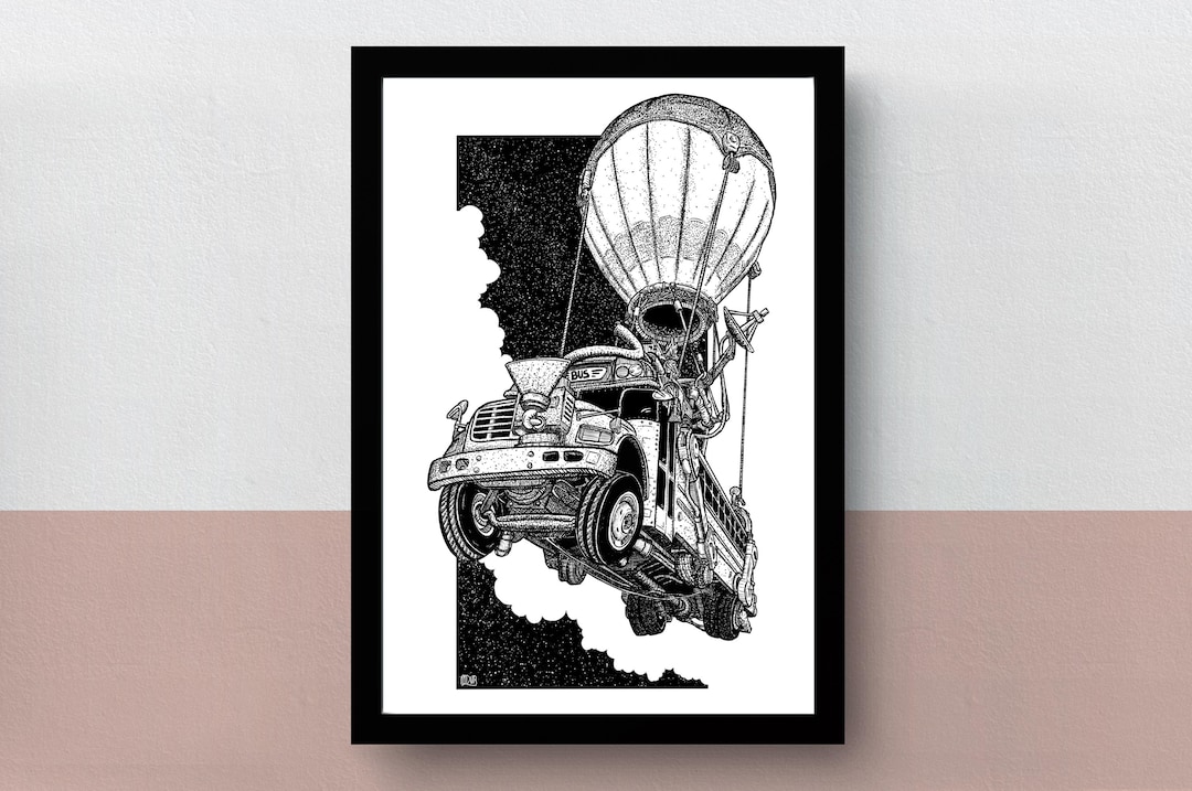Combat Bus Balloon | A4 & A3 Poster Print | Artwork | Illustration ...