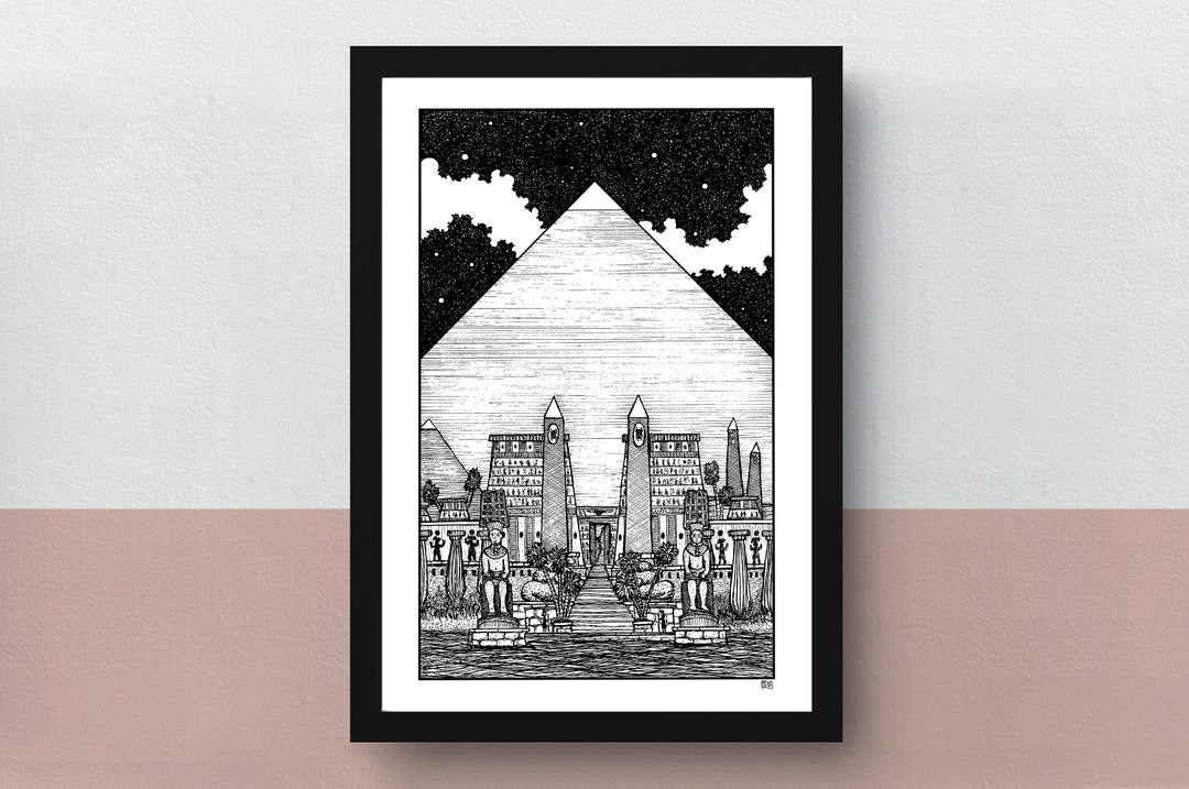 The Great Pyramid | A5 or A4 Print | A3 Poster | Artwork | Original ...