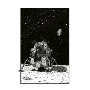 Lunar Lander | A5 or A4 Print | A3 Poster | Artwork | Original ...