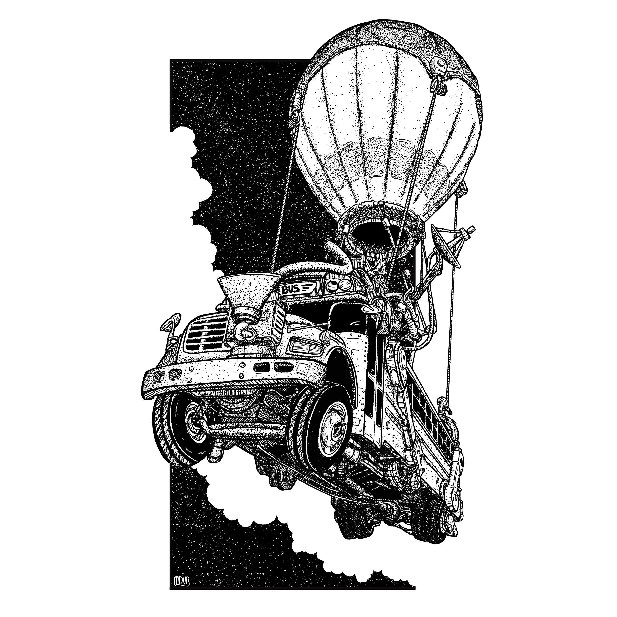 Combat Bus Balloon | A4 & A3 Poster Print | Artwork | Illustration ...