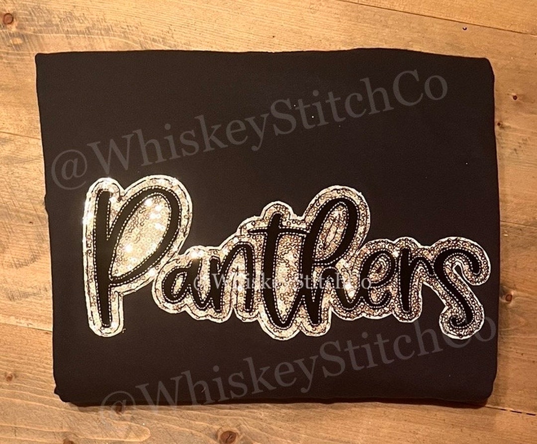 PANTHERS SWEATSHIRT Sparkly, Glitter Sequin Applique, Embroidered ...